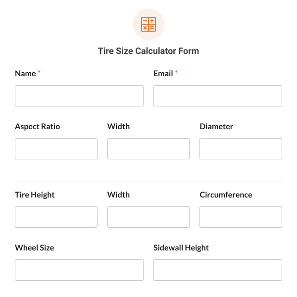 Tire Size Calculator Form Template
