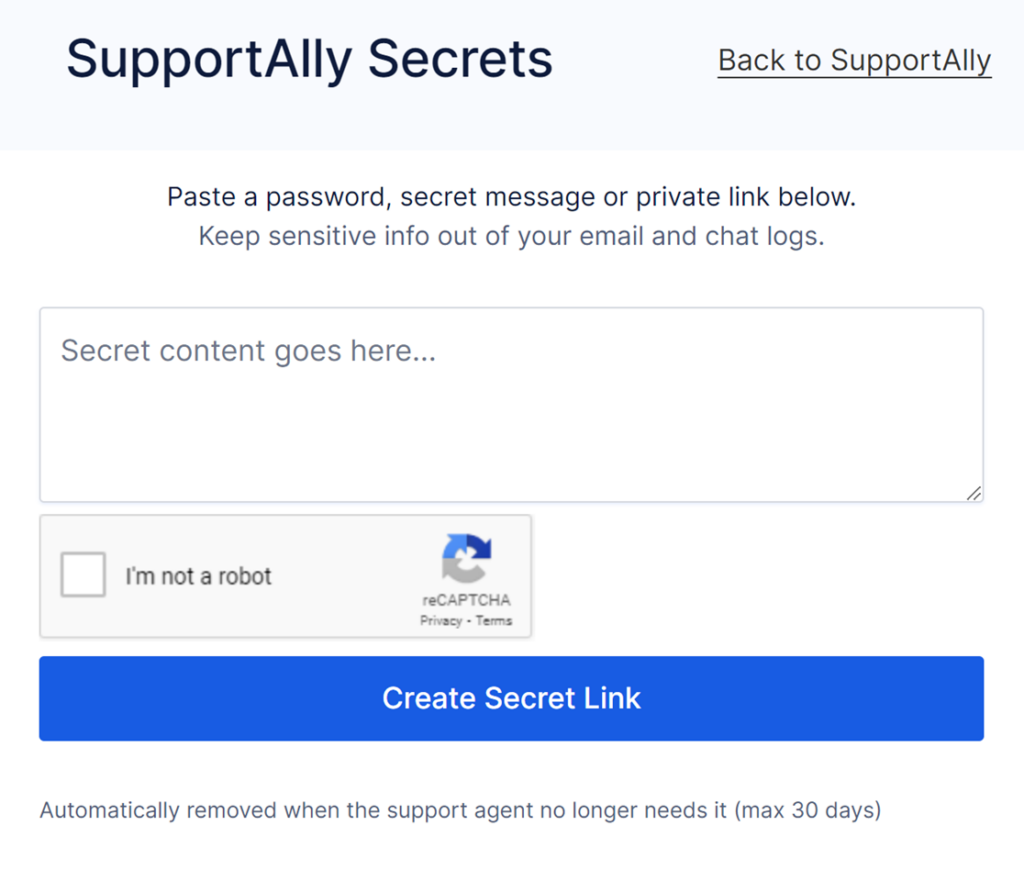 How to Privately Share Credentials with Support