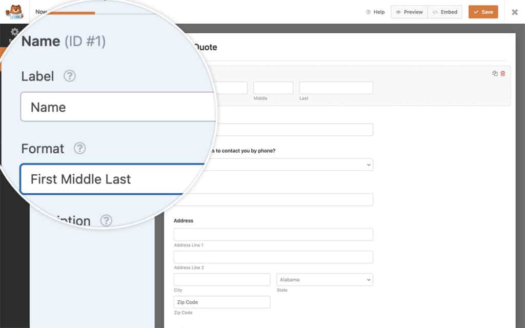 How to Change Sublabels for the Name Field