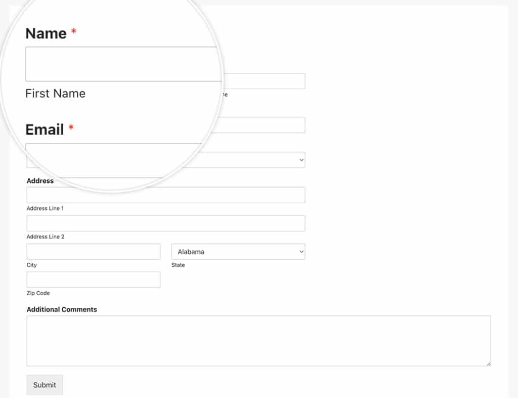 How to Change Sublabels for the Name Field