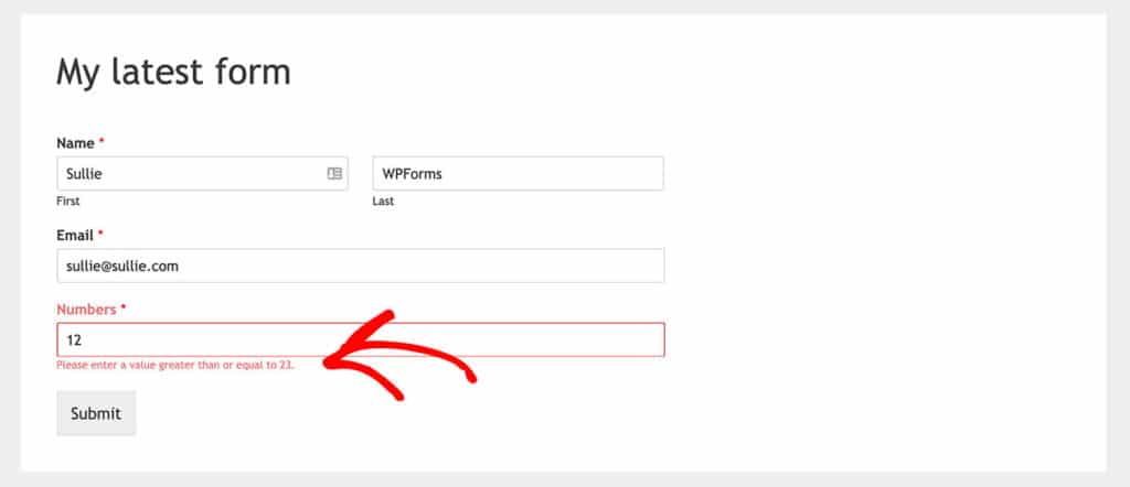 How to Limit Range Allowed in Numbers Field on WPForms