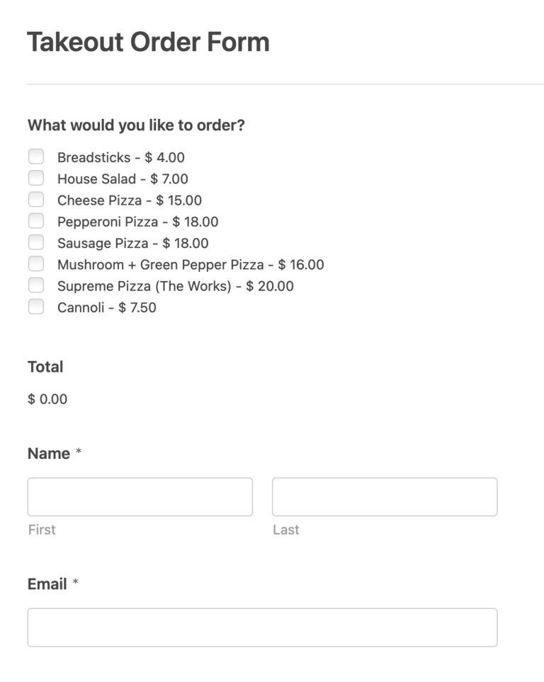 How to Create a Restaurant Online Order Form with WordPress