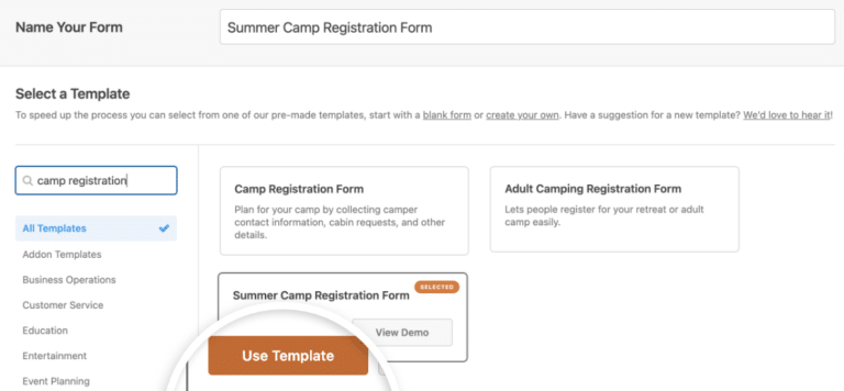 How to Create a Camp Registration Form in WordPress
