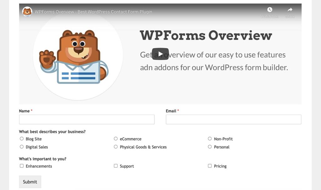 How to Add a Video Before Your Form Using WPForms