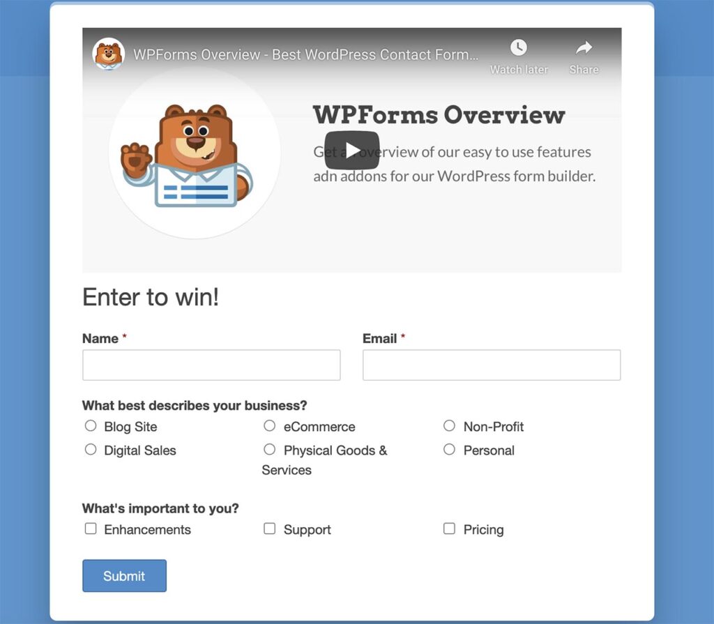 How to Add a Video Before Your Form Using WPForms