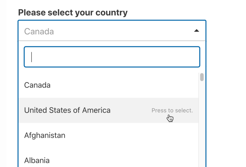 How to Add a Country Dropdown List to Your Form (In 1 Click)