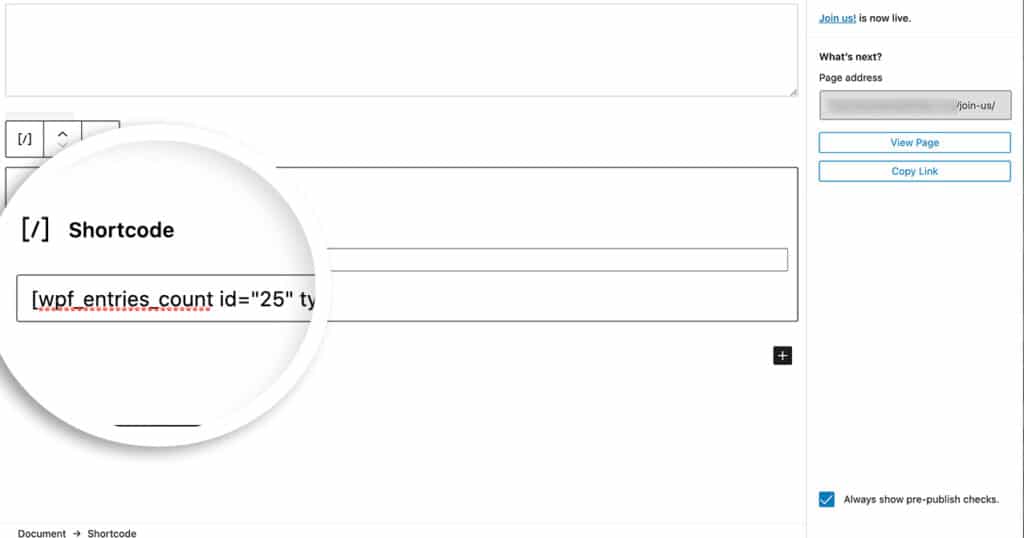 Displaying the Total Number of Entries
