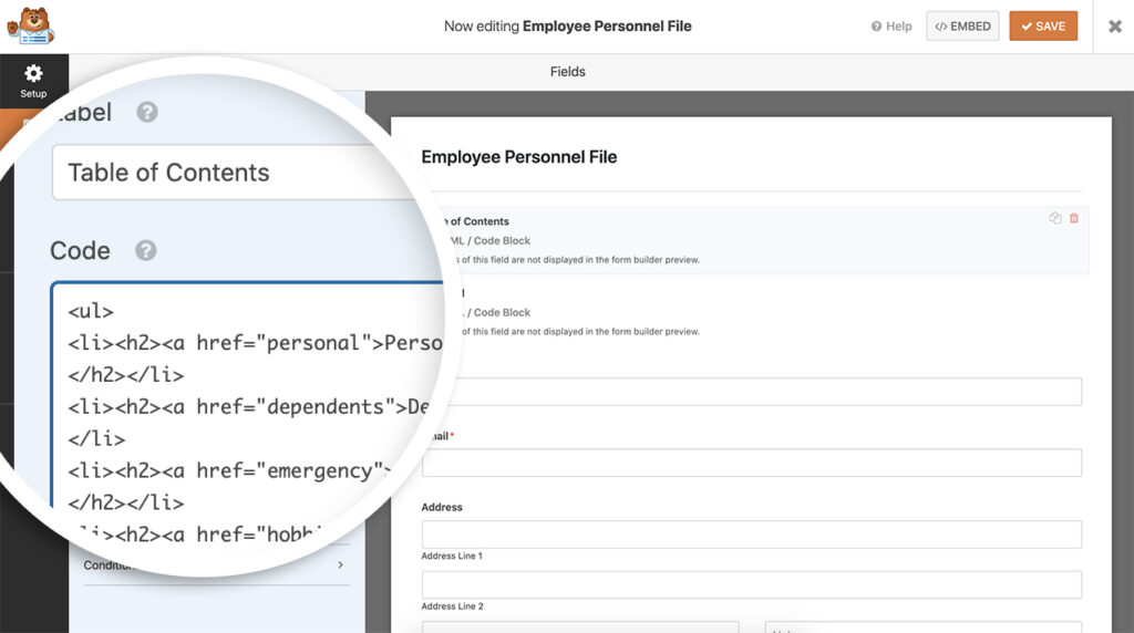 How to Add a Table of Contents for Long Forms with WPForms