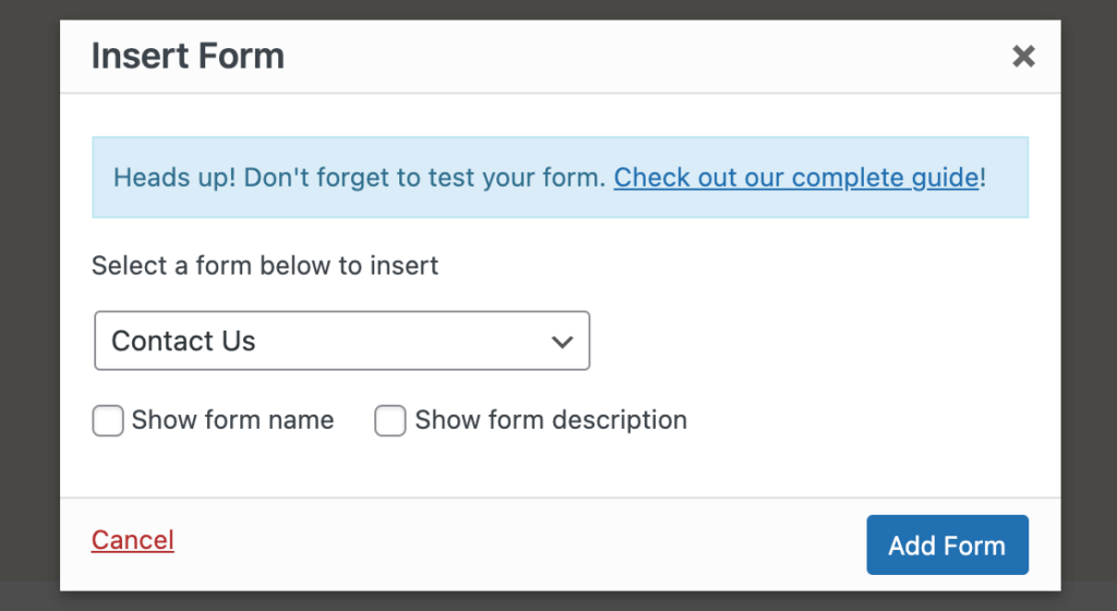 How to Create Your First Form with the WordPress Classic Editor