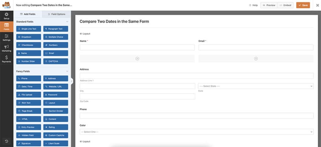 How To Compare Two Dates In The Same Form With Wpforms