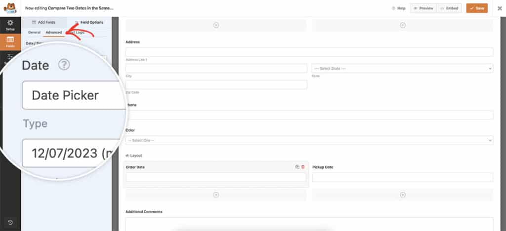 How To Compare Two Dates In The Same Form With Wpforms