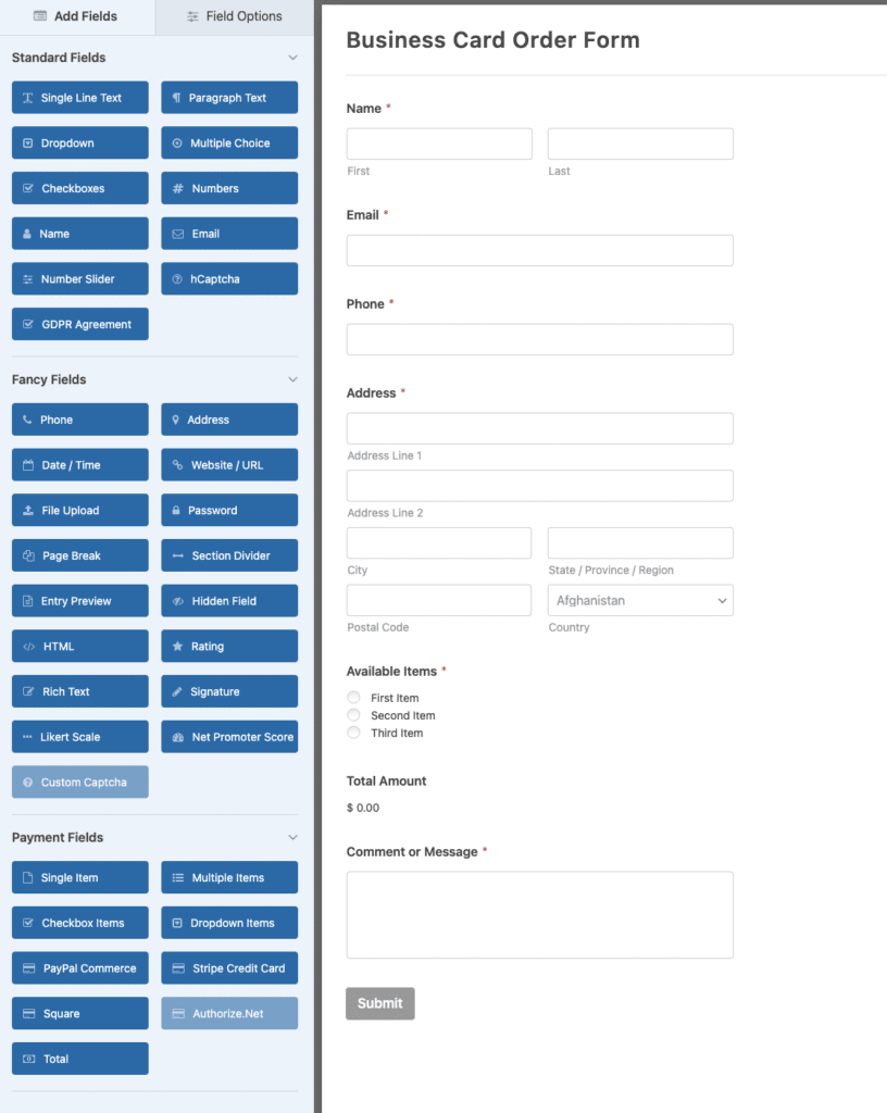 How to Create a Business Card Order Form (With a Template!)
