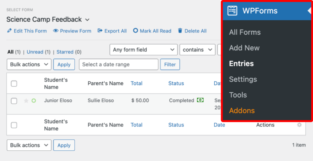 Square Addon - WPForms