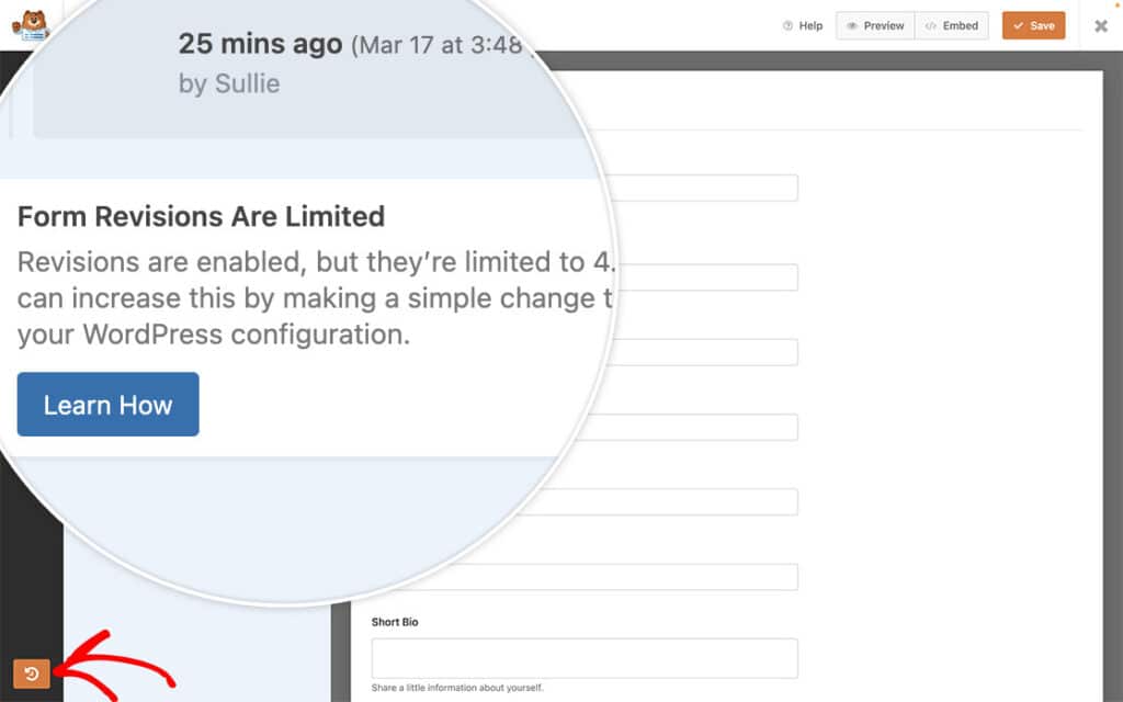How to Customize the Form Revisions Limit