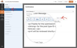 Include Post Submissions Post URL in Confirmation Message