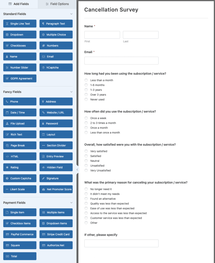How to Create a Customer Cancellation Survey in WordPress