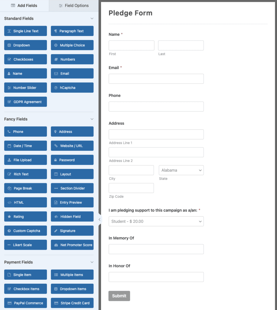 How to Make an Online Pledge Form in WordPress (Easily)