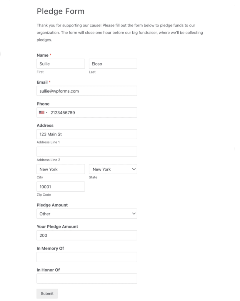 How to Make an Online Pledge Form in WordPress (Easily)