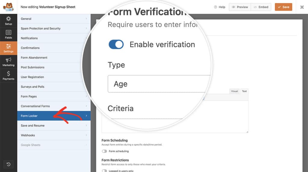 Customizing the Form Locker Age Verification Message