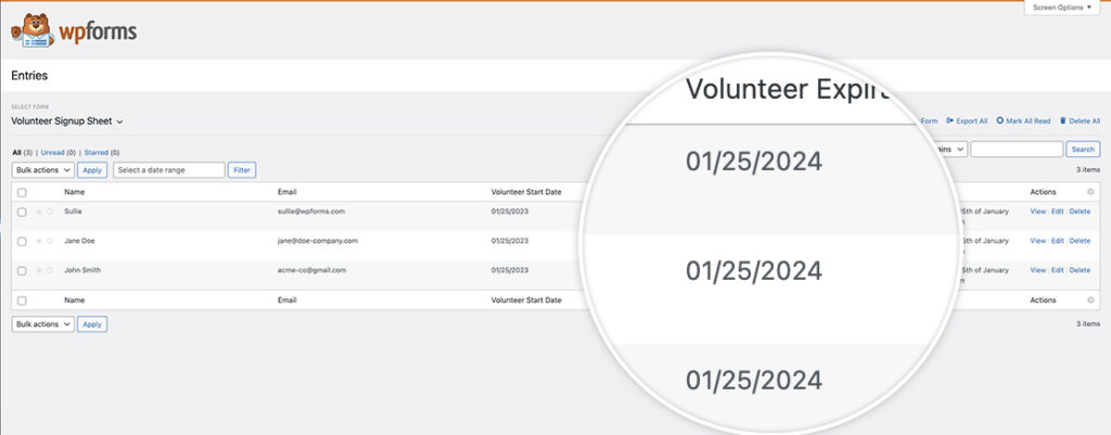 How to Add a Year to the Entry Date