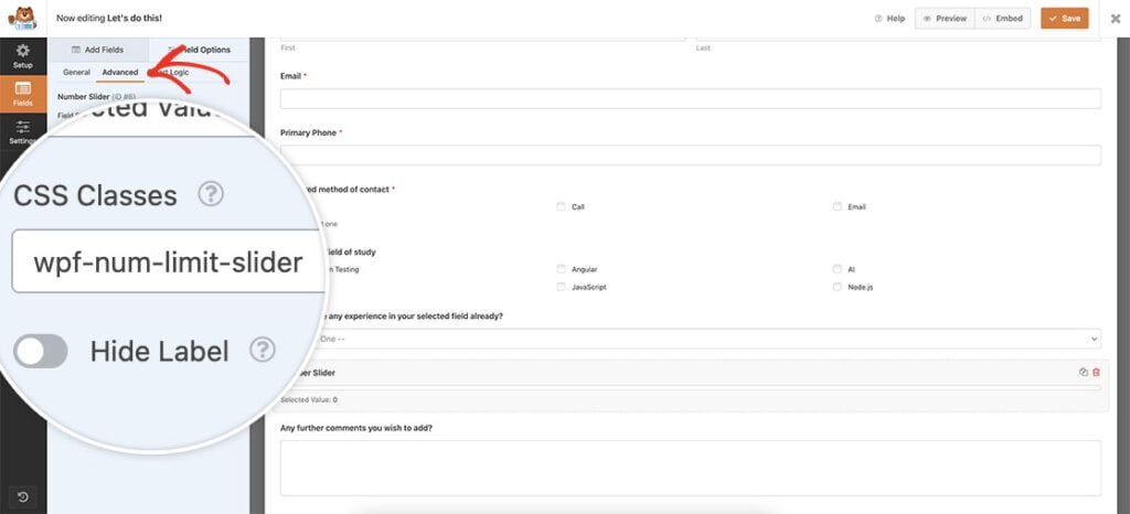 How to Customize the Number Slider