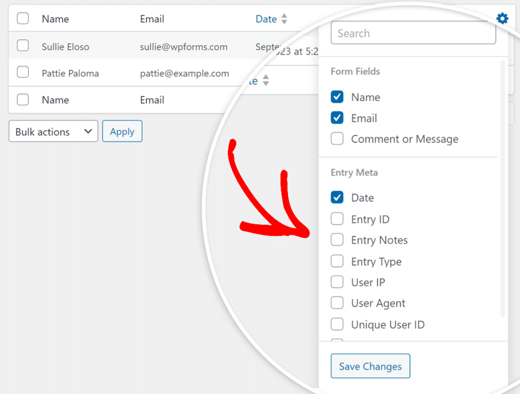 How to Customize the Columns for Form Entries