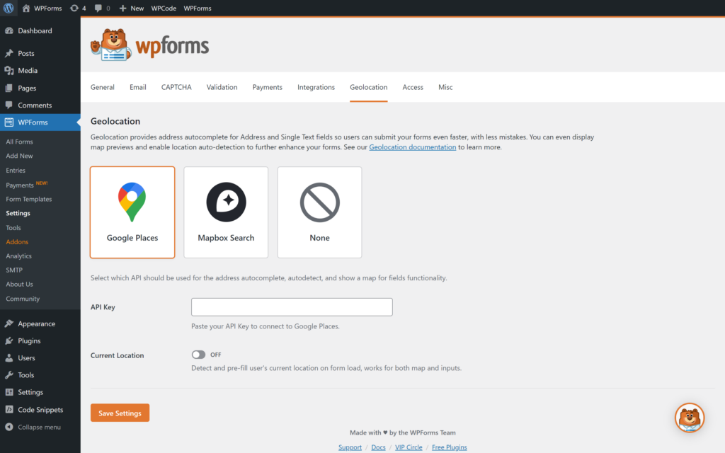 Geolocation Addon for WordPress Forms - WPForms