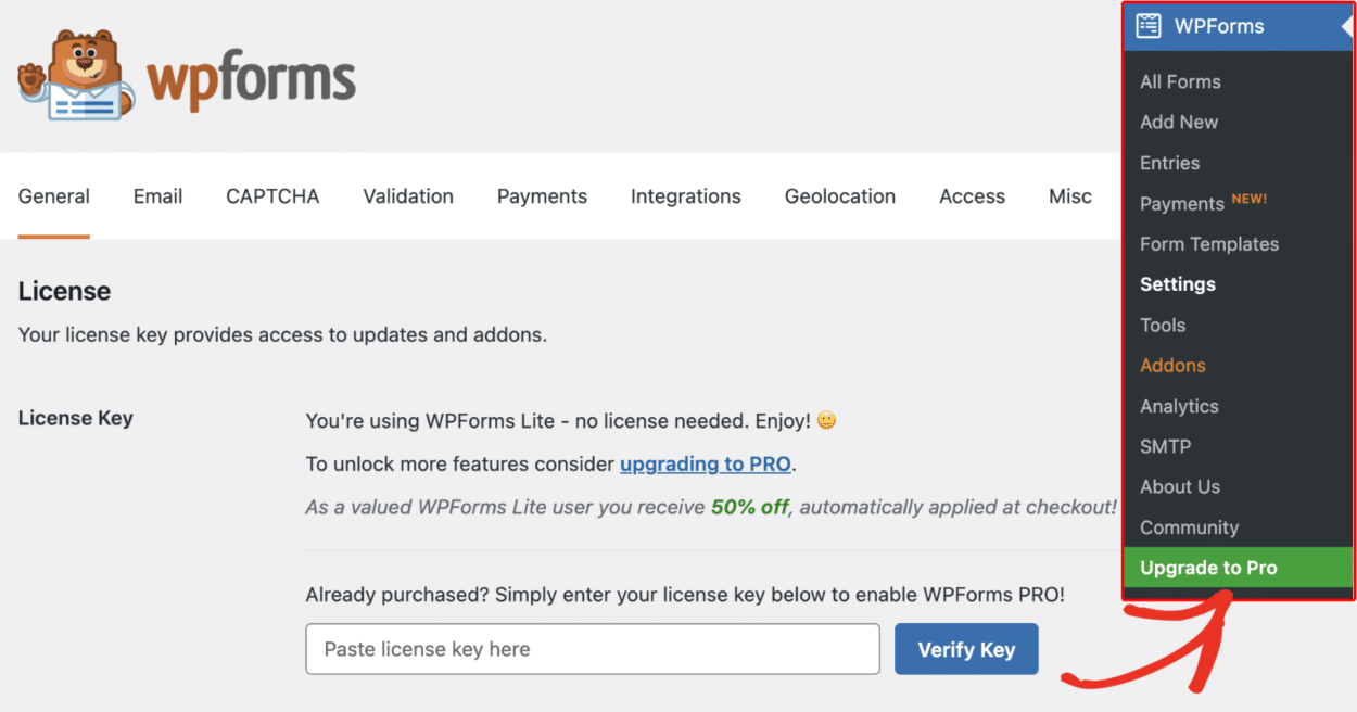 How to Upgrade Your WPForms License