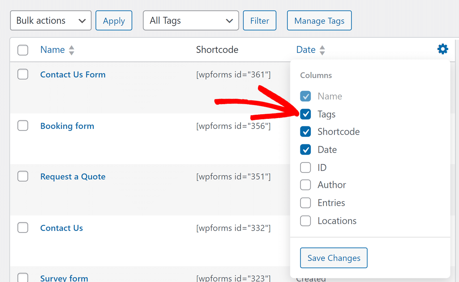 Using Form Tags in WPForms