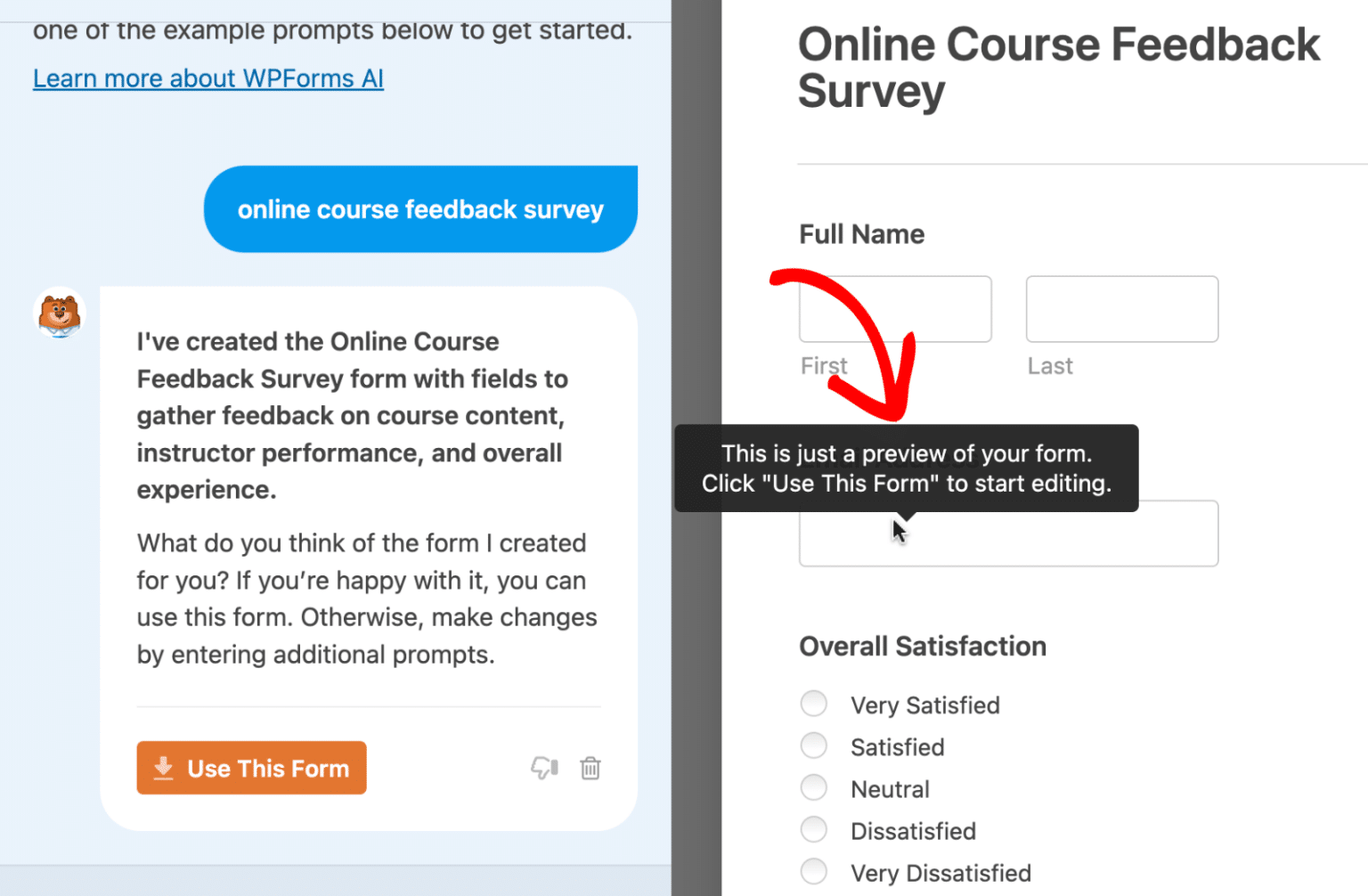 Generating Forms With WPForms AI