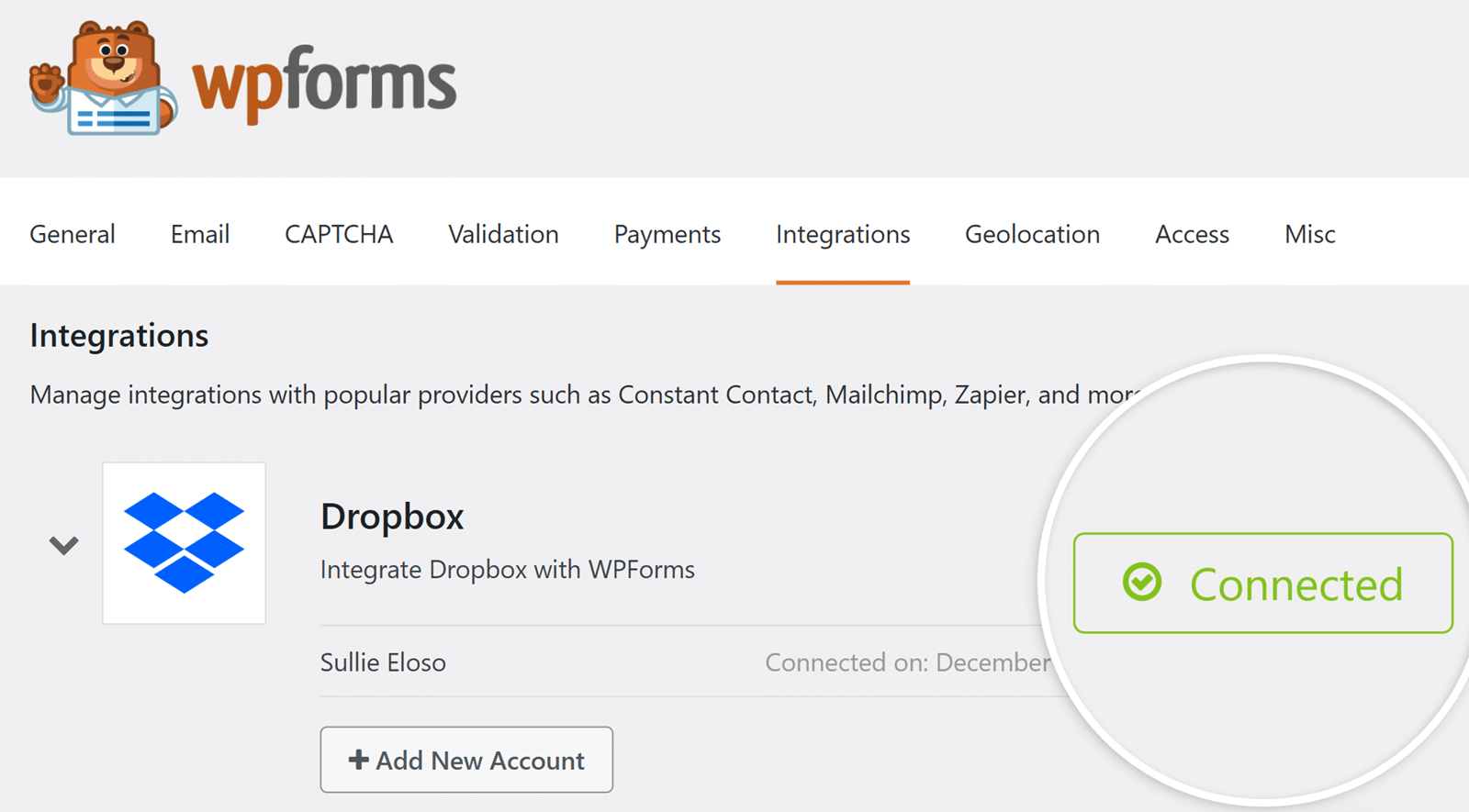 Dropbox Addon - WPForms