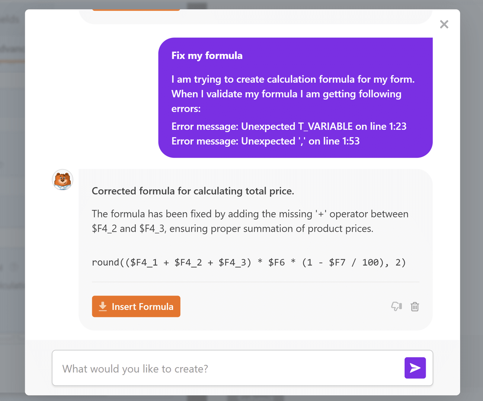 Generating Calculation Formulas With WPForms AI - WPForms
