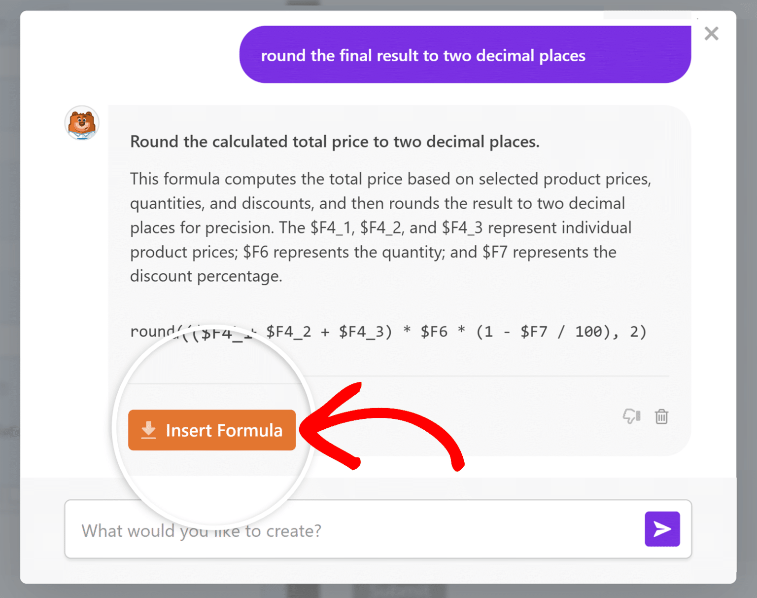 Generación de fórmulas de cálculo con WPForms AI - WPForms