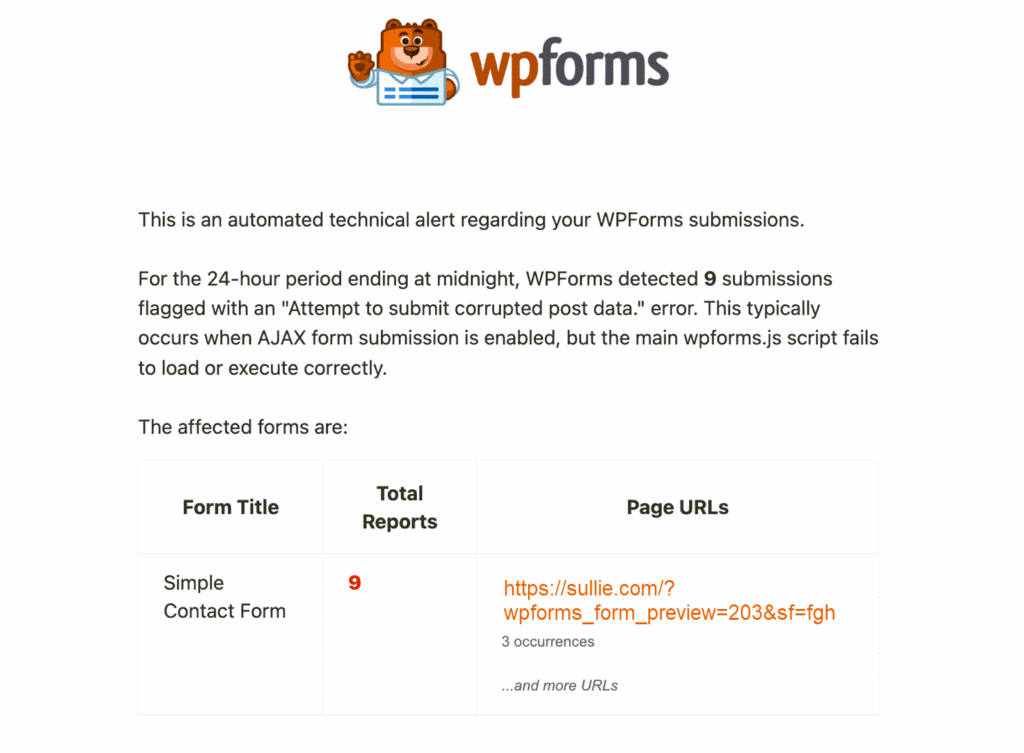 Resolviendo el Error 'Intento de Enviar Datos Corruptos' en WPForms - WPForms